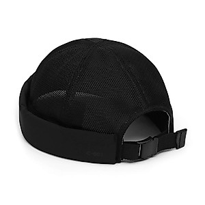 UNDERCONTROL Colorful Brimless Sailor Fisherman Leon Nylon Supplex UPF 40 Hat Rolled Cuff No Visor Skull Docker Beanie Cap (Black)