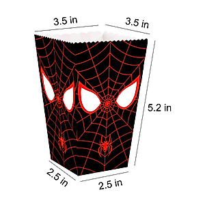 20PCS Spidey Party Favor Miles Morales Popcorn Boxes Spiderman Goodie Boxes for Spidey And His Amazing Friends Party Supplies