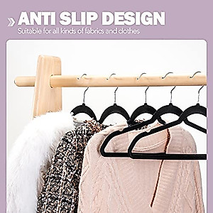 HOUSE DAY Premium Velvet Hangers 30 Pack, Non Slip Felt Hangers Black, Space Saving Clothes Hangers, Heavy Duty Coat Hangers, Slim Flocked Hangers, Suit Hanger for Adult