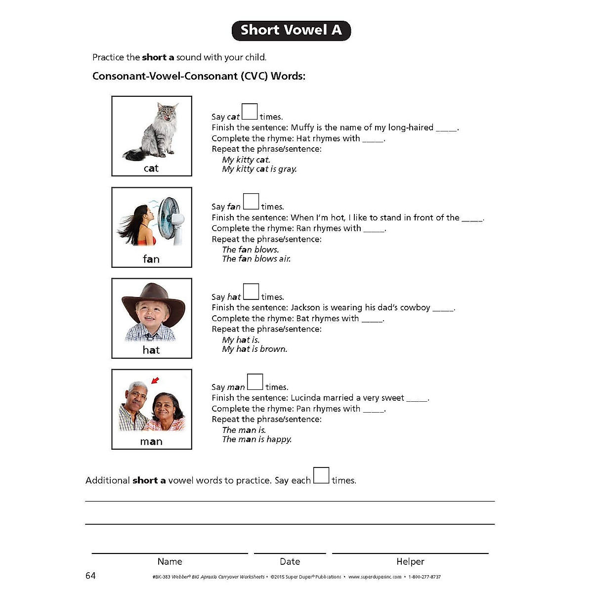 Super Duper Publications | Webber® Big Apraxia Carryover Worksheets | Educational Resource for Children