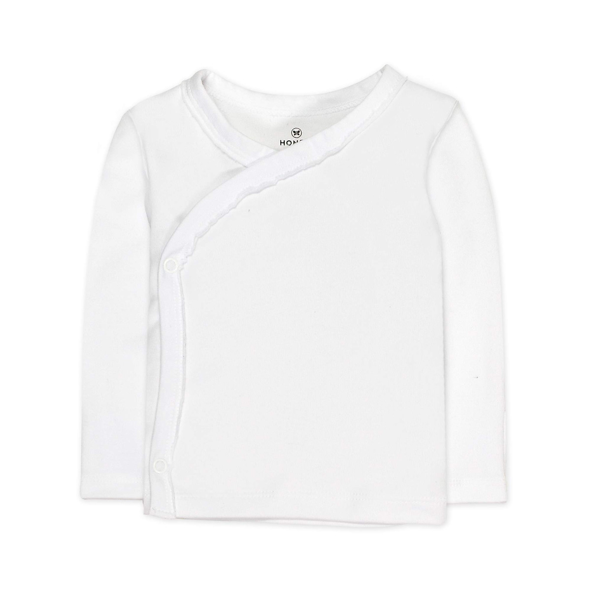 HonestBaby unisex baby 3-pack Organic Cotton Long Sleeve Side-snap Kimono Tops and Toddler T Shirt Set, Bright White, Newborn US