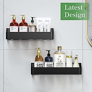 KAPENS Shower Caddy 2-Pack, Adhesive Shower Organizer, No Drilling, Rustproof Stainless Steel Bathroom Shower Shelves with Large Capacity, Shower Shelf for Inside Shower, Black