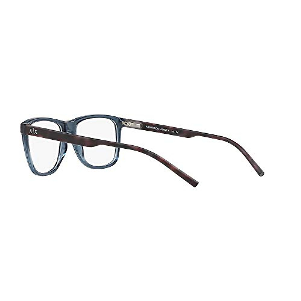 A|X ARMANI EXCHANGE Men's AX3048F Low Bridge Fit Rectangular Prescription Eyeglass Frames, Transparent Blue Dress/Demo Lens, 56 mm