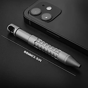 TISUR Titanium Ballpoint Pen, Mini Bolt Action Pen, Small Pocket Size Keychain Pen With Titanium Key Ring, Office gifts for Men & Women (Pen/78mm)
