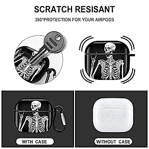 YouTary Compatible with Airpods 3 Case Cover 2021 with Keychain Rock and Roll Skeleton Skull Boho Hippie Pattern, Apple AirPod Headphone Cover Unisex Shockproof Protective Wireless Charging