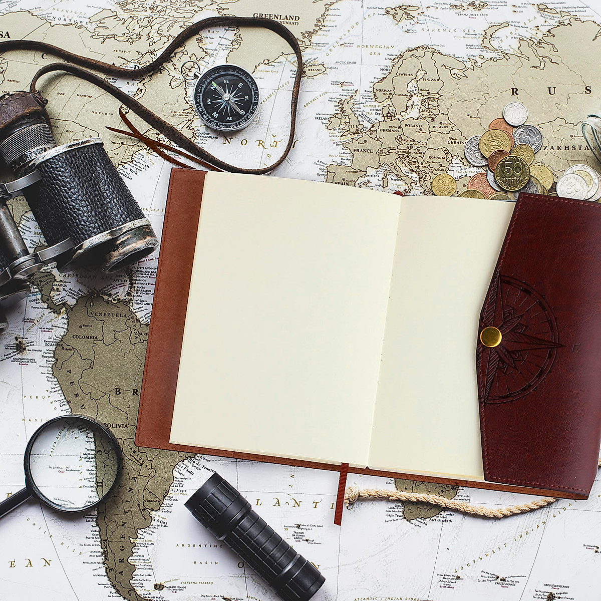 Desecraft Vintage Leather Journal for Men Women for Writing Drawing（ 6.1x8.27 inches）- Blank Leather Bound Journal Notebook,125gsm Premium Thick Paper, 240 Pages, Cream,Journal Diary Travel Leather