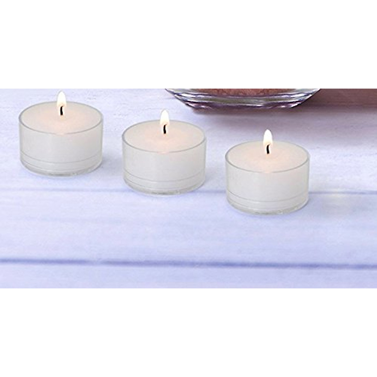 D'Light Online Clear Cupped Extended Burn 7 Hour Long Burn Unscented White Tealight Candles in Clear Plastic Cups - Set of 100