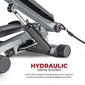 Sunny Health & Fitness Mini Stepper with Resistance Bands, Black