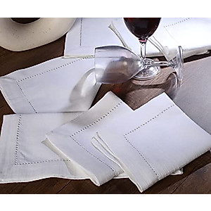 Cloth Napkin in Cotton 10x10 White ,Wedding Napkins,Cocktails Napkins,Fabric Napkins,Cotton Napkins Mitered Corners ,Machine Washable Dinner Napkins Hemstitched,Set of 12