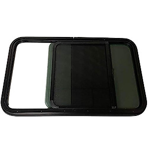 37.5" Width x 23.5" Height RV Window, Tiny House Horizontal Slider W/Screen & Interior Camper Window Clamp Ring for 1-1/2" Wall Thickness Included, Teardrop Replacement Trailer Window