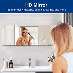 Poeyleja Medicine Cabinet Mirror, 72 * 26 Bathroom Mirror with Storage Recessed or Surface Wall Mounted Medicine Cabinets for Bathroom Waterproof and Rust-Resist Concealed Storage Door