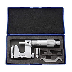 Accusize Industrial Tools 0-1'' x 0.0001'' Multi Anvil Micrometer in Fitted Box, P101-S100