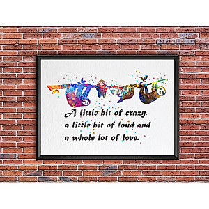 Dignovel Studios 8X10 Unframed Sloth Family of Four Family Motherhood Watercolor Art Print Poster Wall Art Nursery Kids Office Home Decor DN605