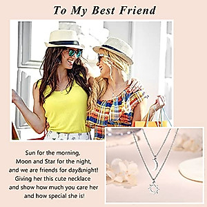 UNGENT THEM Best Friend Necklaces for 2, Sun and Moon Matching Friendship BFF Necklace Valentine's Day Christmas Gifts for 2 Teenage Teen Girls Friends Sisters Bestie Women