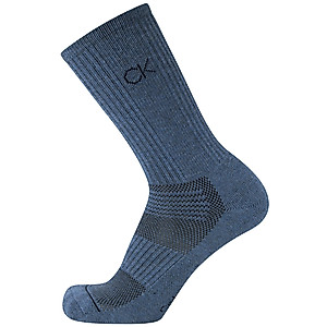 Calvin Klein Socks - Cushioned Mid-Calf Athletic Performance Crew Sock (12 Pack), Size 7-12, Blue Assorted