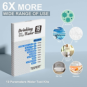 Water Testing Kits for Drinking Water: Drinking Water Test Kit - 2 Bacteria Tests + 100 Strips - Well and Tap Water - Quick & Accuracy Testing for Lead pH Hardness Iron Copper and More - TESPERT