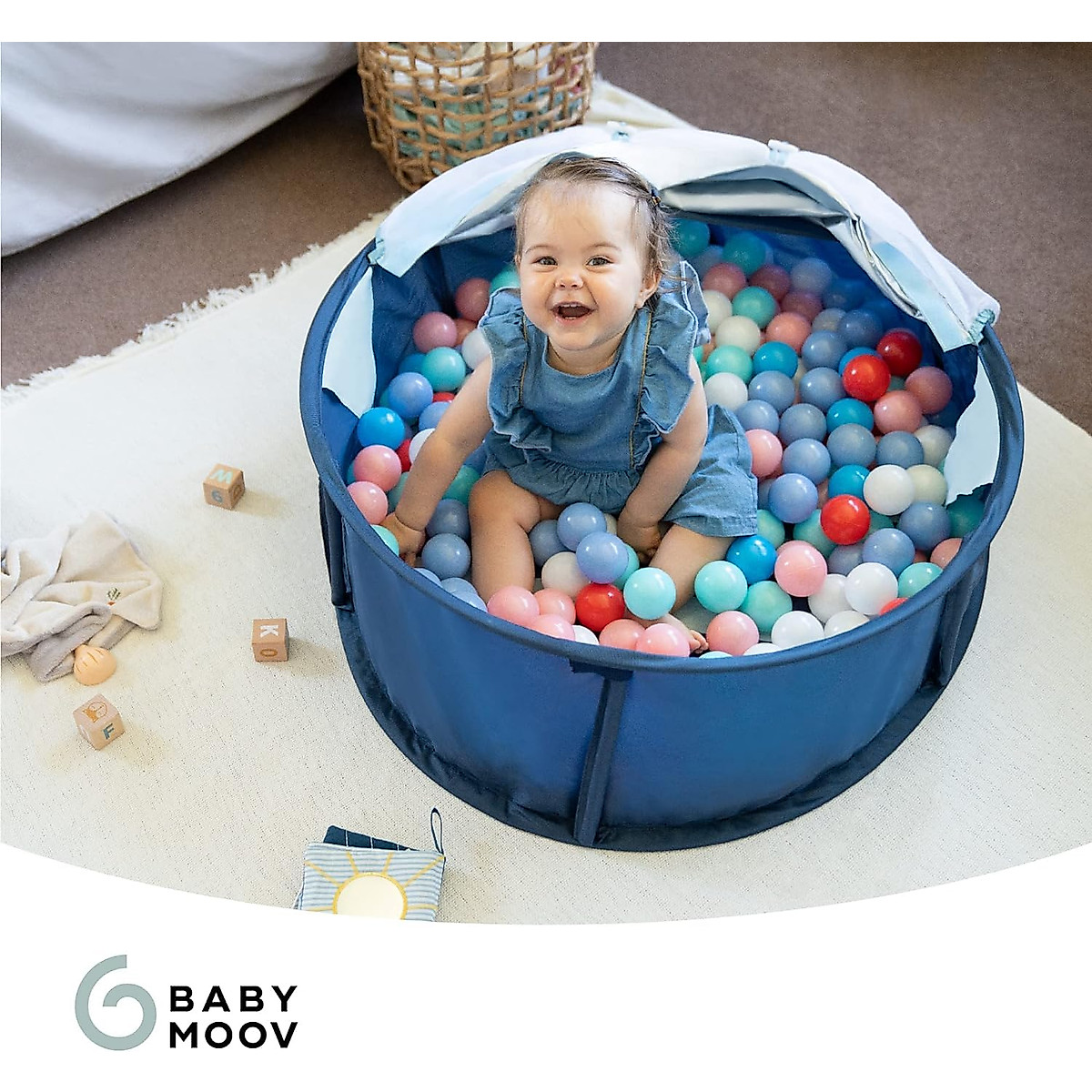 Babymoov Babyni Playpen, Activity Gym & Napper with Pop-Up System, 6 Toys and UPF 50+ Protection for Outdoor & Indoor Use