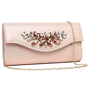 GESU Clutch Purses for Women Bling Rhinestone Evening Bag Wedding Formal Dress Purses Handbag,Gold.