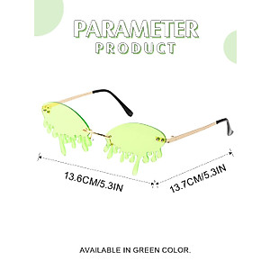 GEMILY Fashion Green Sunglasses Tear Dripping Glasses Novelty Shape Flame Outdoor Eyewear Oval Festival sunglasses for Women and Girls
