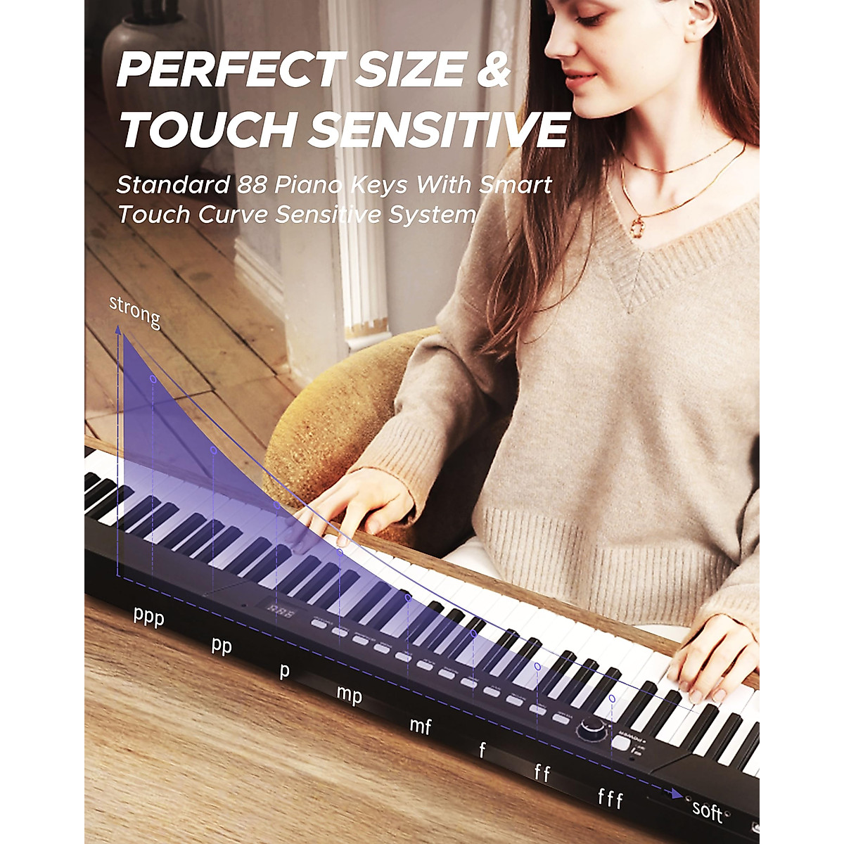 Starfavor 88 key Portable Digital keyboard piano with Piano Bench Adjustable