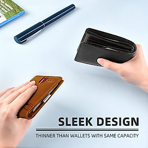Zitahli Slim Wallet for Men Gifts 12 Card Slots ID Window With Money Clip Minimalist RFID Front Pocket Bifold Leather Small Thin Gift Box Dad Birthday Christmas Regalos Hombres