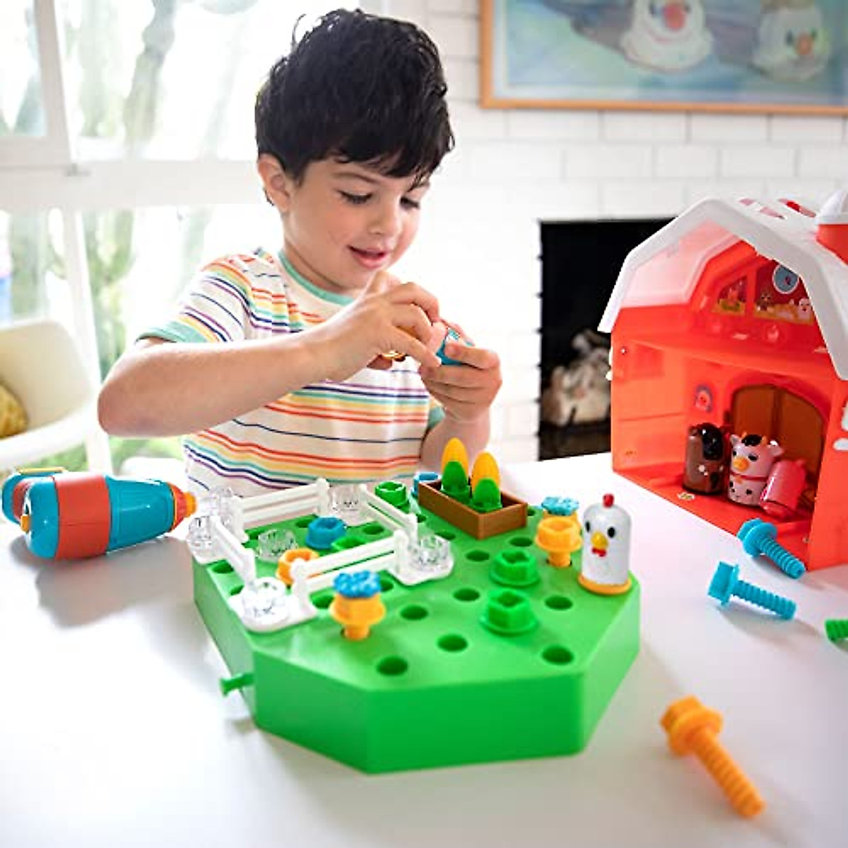 Educational Insights Design & Drill Bolt Buddies Farm Take Apart Toy with Electric Toy Drill, Preschool STEM Toy, Easter Basket Stuffers for Kids, Gifts for Boys & Girls, Ages 3+