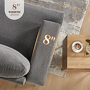 Merluxy Sofa, 97 Inch Deep Seat Sofa in Grey Chenille, 3 Seater Sofa with Square Armrest, Modern Couch for Living Room, Apartment