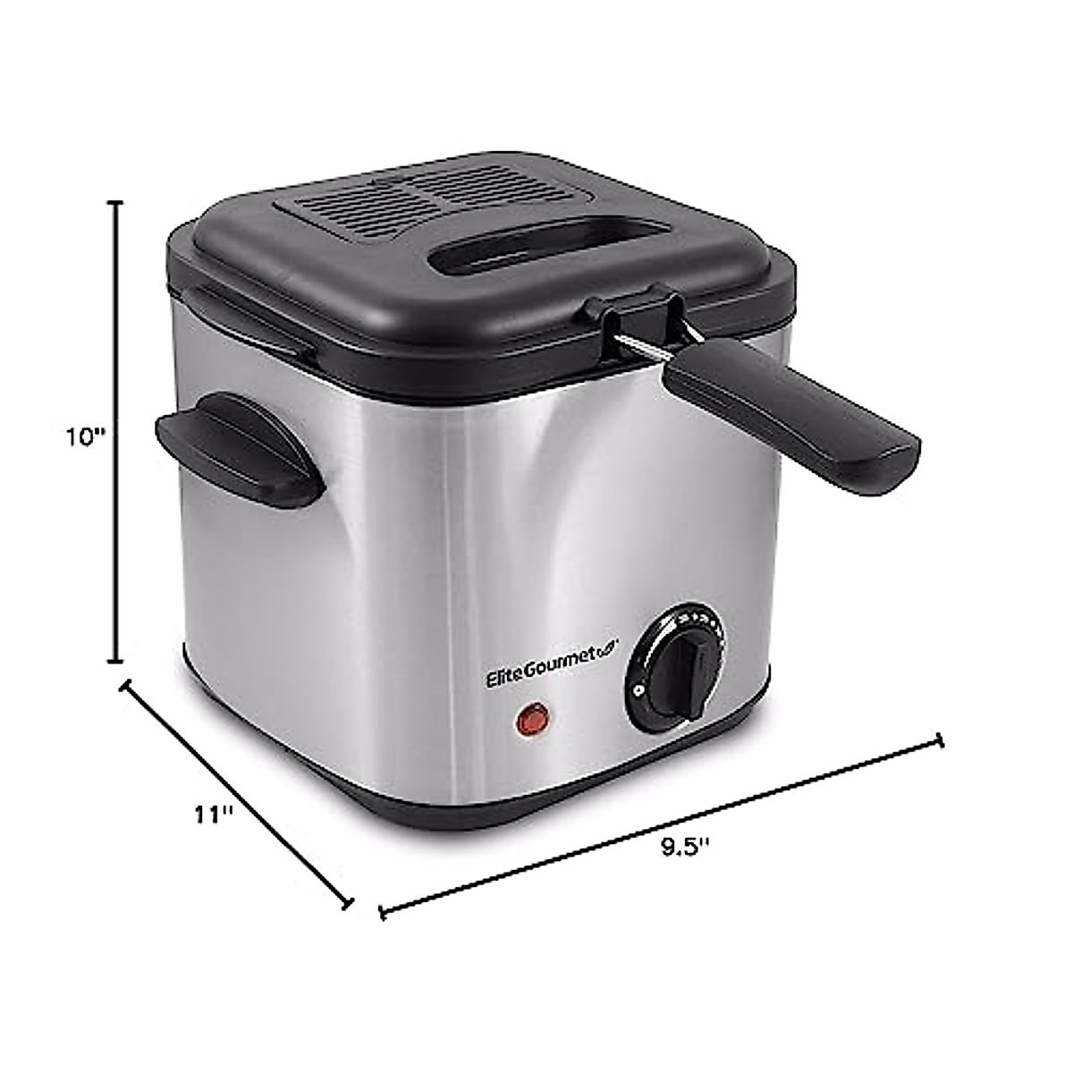 Elite Gourmet EDF1550# Electric 1.5 Qt. / 6 Cup Oil Capacity Deep Fryer, Adjustable Temperature, Removable Basket, Lid with Viewing Window, Stainless Steel
