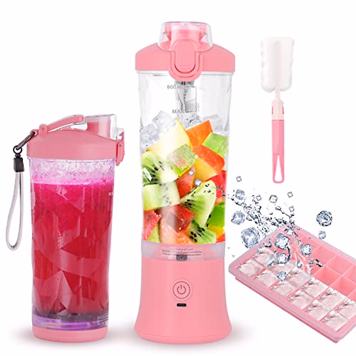Procoloredfun Portable Blender,Porsonal Mini Blender for Shakes and Smoothies,USB Rechargeable, Fresh Juice Blender With 6 Blades, 20Oz Handheld Blender(pink)
