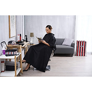 SMARTHAIR Professional Salon Cape Polyester Haircut Apron Barber Cape,54"x62",Black,C007001E-L