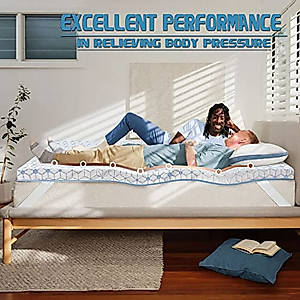 Mattress Topper Queen, 3 Inch Gel Memory Foam Mattress Topper, Cooling Mattress Pad Cover for Back Pain, Bed Topper with Breathable & Skin Friendly Cover, Soft & Support, CertiPUR-US Certified