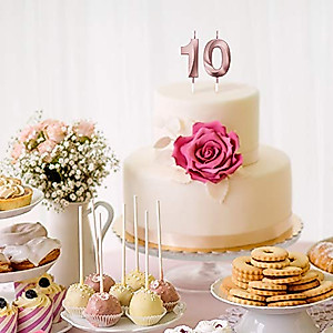 BBTO 10th Birthday Candles Cake Numeral Candles Happy Birthday Cake Topper Decoration for Birthday Party Wedding Anniversary Celebration Supplies (Rose Gold)