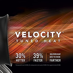 Vornado Velocity HD Garage Space Heater with Fan, Tilt Head, Advanced Safety Features,Black, Whole Room