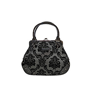 Rock Rebel Mistress Black on Black Victorian Damask Retro Kisslock Purse