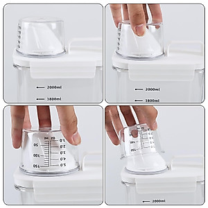 Gainhope 3 Packs Clear Rice Airtight Containers with Measuring Cup and Pourable Spout 2.3L, Kitchen Flour Cereal Dry Food Storage Bin, Plastic All Purpose Dispenser