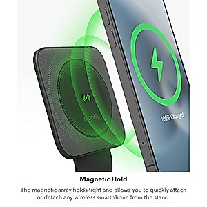 mophie - 15W Wireless Charging Stand Compatible with snap and MagSafe for Smartphones, iPhone, Google Pixel, Samsung Galaxy, Qi-Enabled Devices