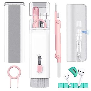 9-in-1 Cleaner Kit for Laptop Screen Keyboard Airpod,Portable Cleaning Pen Brush Tool for Electronics/Earbud/Phone/Laptop/Bluetooth/iPad/Earphones/Computer/Camera (5ml Screens Cleaners Spray)