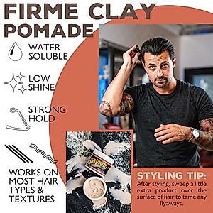 Suavecito Pomade Firme Clay 4 oz, 1 Pack - Strong Hold Hair Clay For Men - Low Shine Matte Hair Clay Pomade For Natural Texture Hairstyles