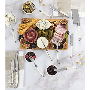 French Home Laguiole Charcuterie Serving Utensils Set of 11 – Kit w/Fork Tipped Spear, Fork Set, Butter Spreader & More– Cheese Serving Utensils w/Faux Ivory Handles for Parties