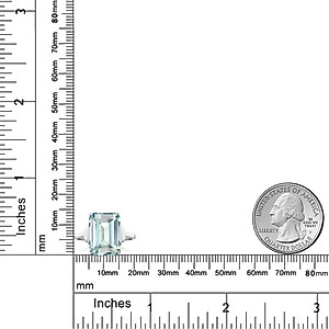 Gem Stone King 925 Sterling Silver Gemstone Birthstone Solitaire Engagement Ring | Emerald Cut 14X10MM Ring For Women | Available In Size 5, 6, 7, 8, 9