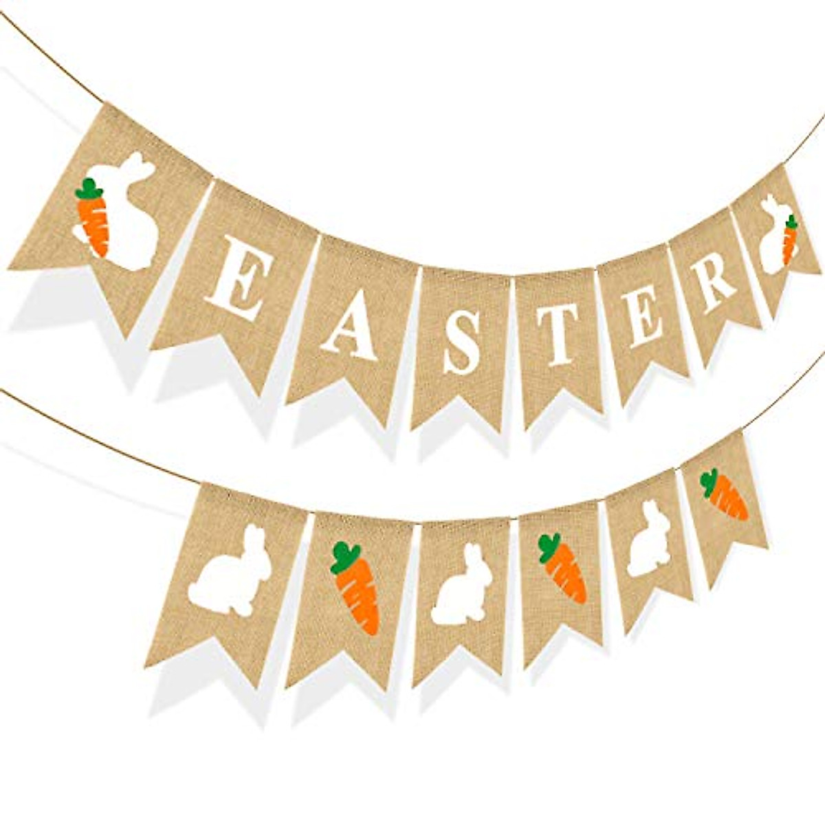 Burlap Easter Banner Easter Bunny Banner Easter Decorations Burlap Bunting Photo Props for Spring Themed Party Favors Supplies, Happy Easter Day Home Decor for Mantle Fireplace