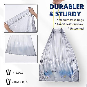 Trash Bags, Drawstring, 45 Count 8 Gallon Trash Bags/Garbage Bags, Wastebasket Liners for Bathroom Bedroom Office Trash Can
