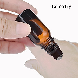 ericotry 4Pcs Brown Glass Roll-on Bottles Empty Refillable Glass Roller Bottles with Stainless Steel Roller Balls and Black Cap for Essential Oil Perfumes Lip Balms Attar Container size 30ml/1oz