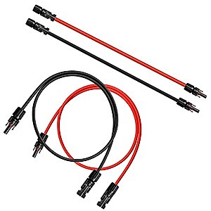 WBGADAM 10AWG (6mm²) Solar Extension Cable 3 feet with Female and Male Connector Solar Panel Extension Cable Wire Adaptor Kit Tool (3FT Red + 3FT Black)
