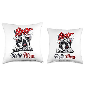 Bostie Mom Gift Bostie Mom for Boston Terrier Dogs Lovers Throw Pillow, 16x16, Multicolor