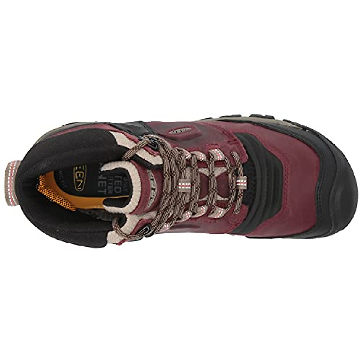 KEEN Women's-Ridge Flex Mid Height Waterproof Hiking Boots, Rhubarb/Black, 6.5
