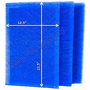 RAYAIR SUPPLY 14x25 MicroPower Guard Air Cleaner Replacement Filter Pads (3 Pack) Blue