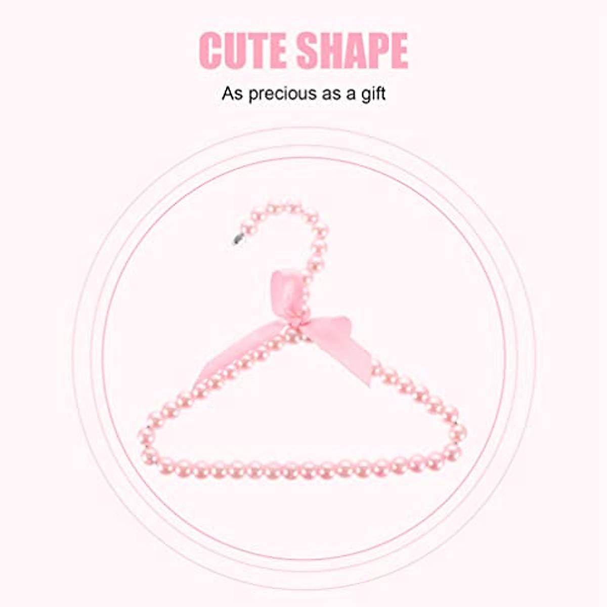 Toddmomy 5pcs Pink Pearl Beads Small Clothes Hangers Faux Pearl Beaded Garment Hangers with Ribbon Bowknot for Pet Dog Cat Baby Clothing Trousers Jeans Skirts