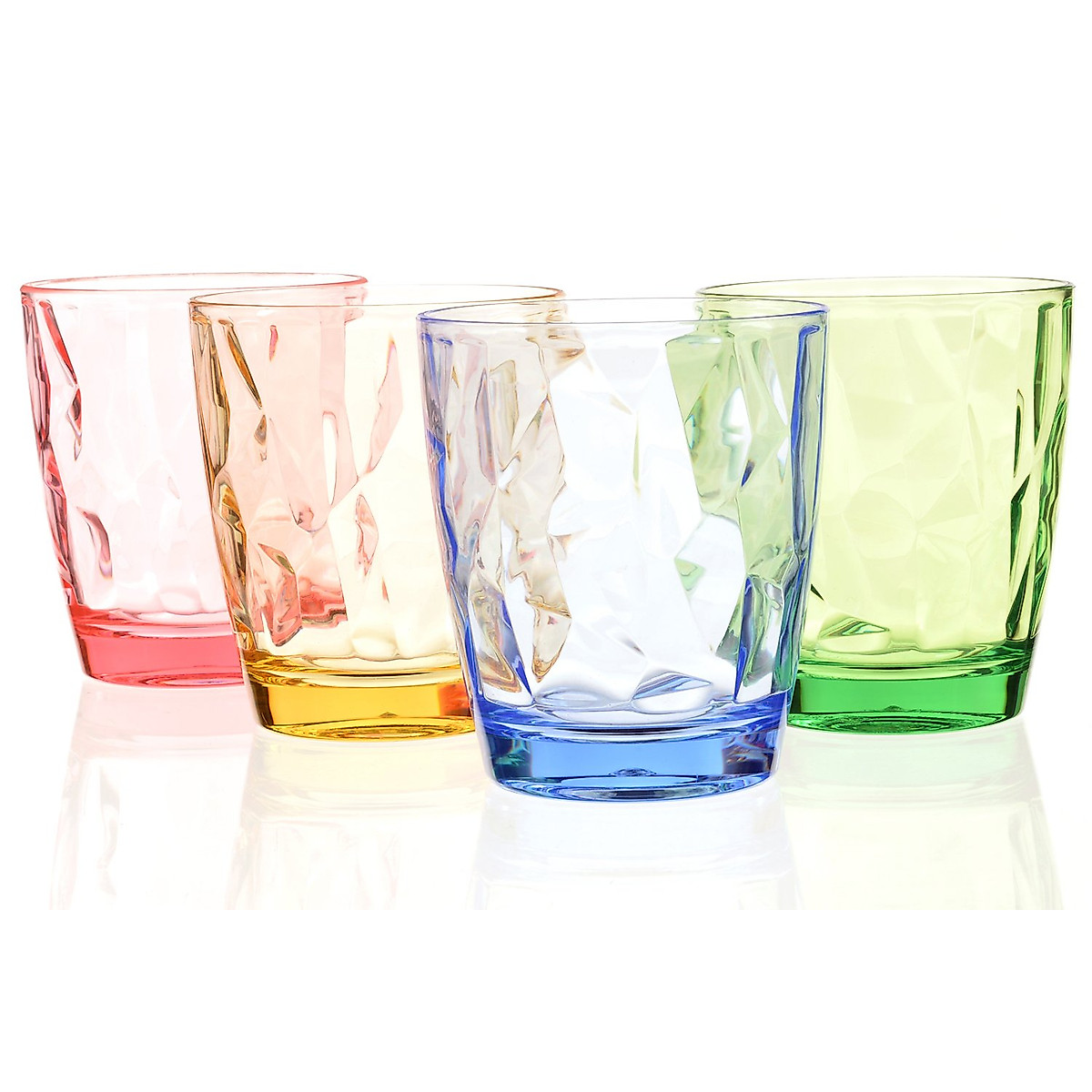 Urmelody 11oz Colored Drinking Glasses Set Acrylic Glassware for Kids Plastic Tumblers Cups Picnic Water Glasses Unbreakable Juice Drinkware for Camping Restaurant Beach BPA Free