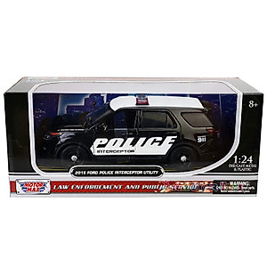 2015 Ford Interceptor Police Car Black/White 1/24 by Motormax 76954